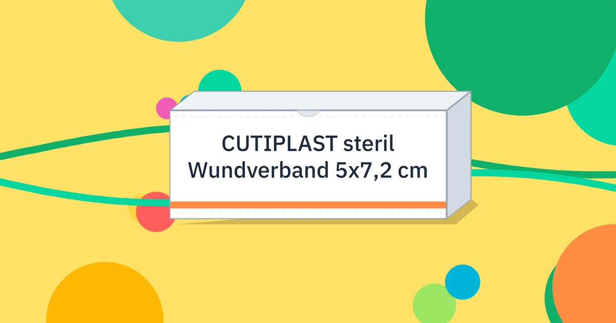 Symbolbild: Packung mit der Aufschrift CUTIPLAST steril Wundverband 5x7,2 cm (PZN 17843659) – Verfügbarkeit und Bezug in Apotheken in Frankfurt am Main