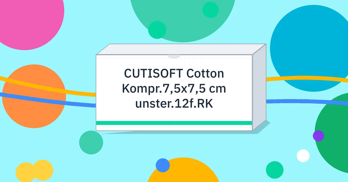 Symbolbild: Packung mit der Aufschrift CUTISOFT Cotton Kompr.7,5x7,5 cm unster.12f.RK (PZN 03897456) – Verfügbarkeit und Bezug in Apotheken in Frankfurt am Main