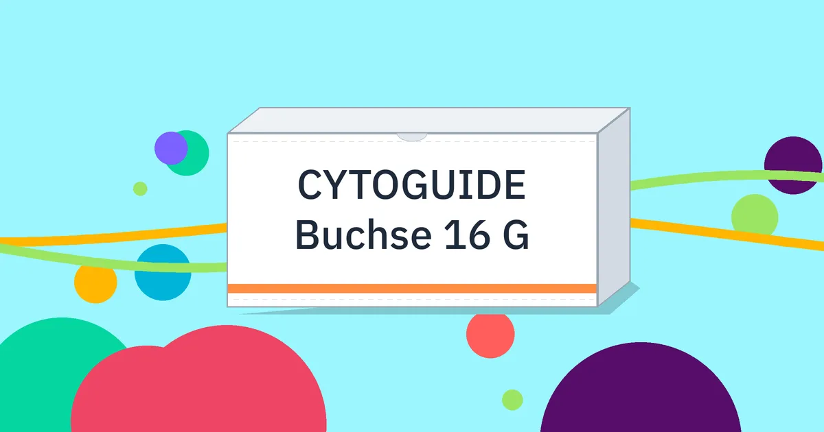 Symbolbild: Packung mit der Aufschrift CYTOGUIDE Buchse 16 G (PZN 03484286) – Verfügbarkeit und Bezug in Apotheken in Frankfurt am Main