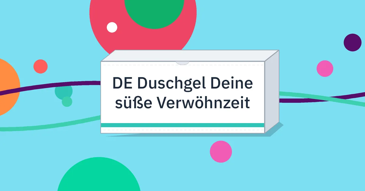 Symbolbild: Packung mit der Aufschrift DE Duschgel Deine süße Verwöhnzeit (PZN 19386031) – Verfügbarkeit und Bezug in Apotheken in Frankfurt am Main