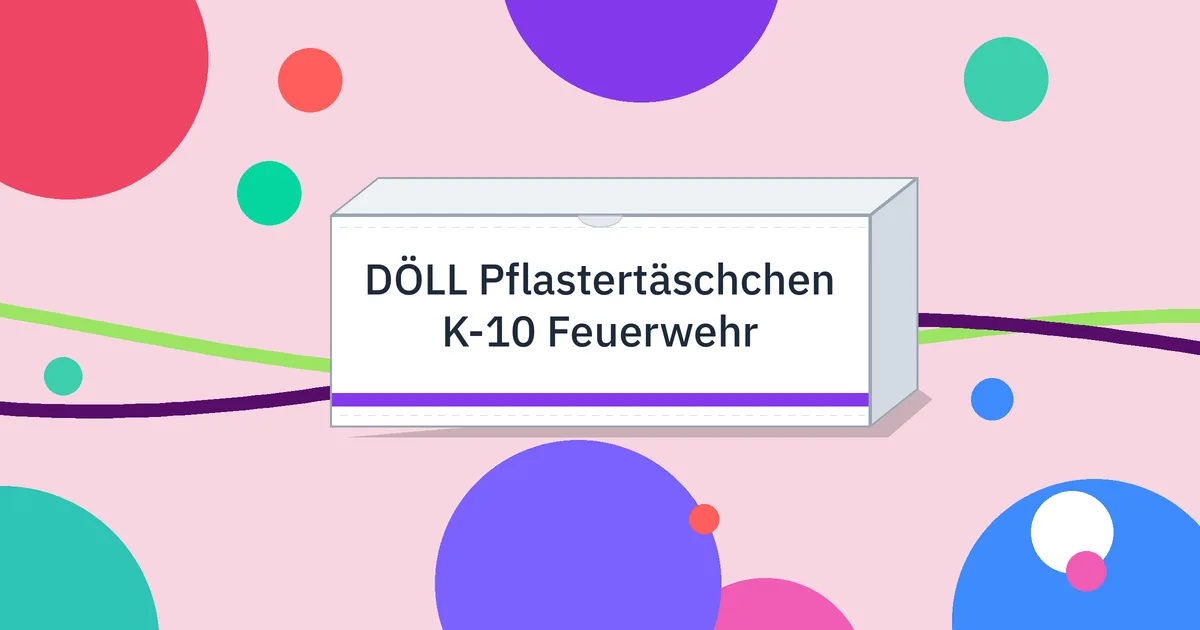 Symbolbild: Packung mit der Aufschrift DÖLL Pflastertäschchen K-10 Feuerwehr (PZN 19495783) – Verfügbarkeit und Bezug in Apotheken in Frankfurt am Main