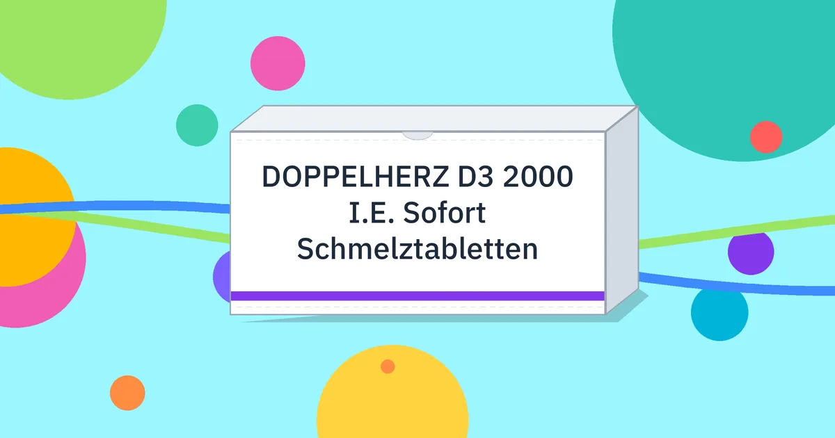 Symbolbild: Packung mit der Aufschrift DOPPELHERZ D3 2000 I.E. Sofort Schmelztabletten (PZN 17841198) – Verfügbarkeit und Bezug in Apotheken in Frankfurt am Main
