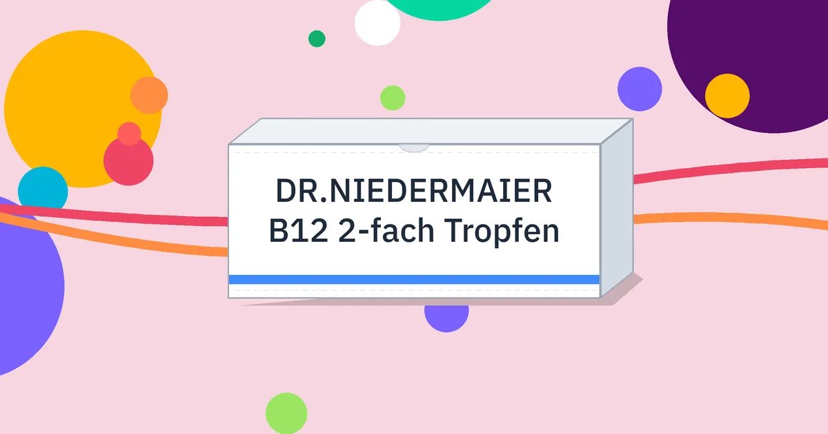 Symbolbild: Packung mit der Aufschrift DR.NIEDERMAIER B12 2-fach Tropfen (PZN 19638716) – Verfügbarkeit und Bezug in Apotheken in Frankfurt am Main