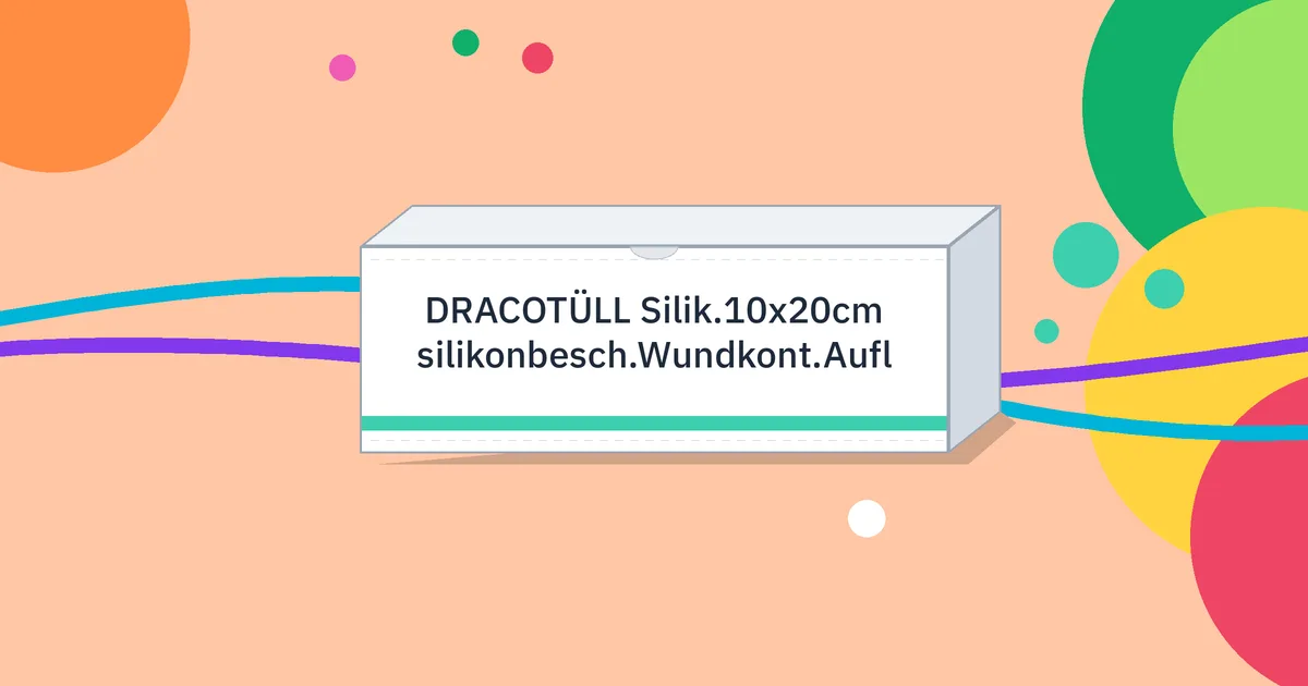Symbolbild: Packung mit der Aufschrift DRACOTÜLL Silik.10x20cm silikonbesch.Wundkont.Aufl (PZN 16632498) – Verfügbarkeit und Bezug in Apotheken in Frankfurt am Main