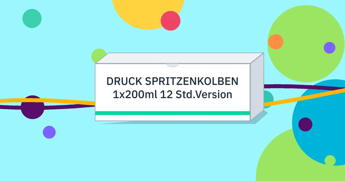 Symbolbild: Packung mit der Aufschrift DRUCK SPRITZENKOLBEN 1x200ml 12 Std.Version (PZN 19784814) – Verfügbarkeit und Bezug in Apotheken in Frankfurt am Main