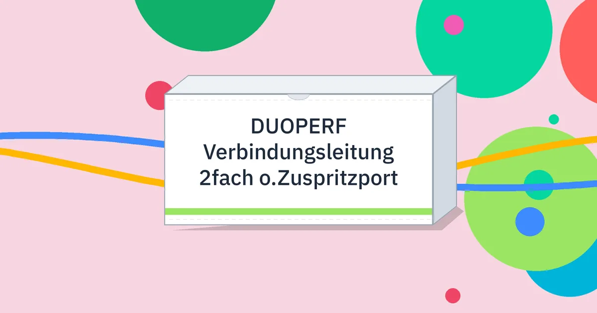Symbolbild: Packung mit der Aufschrift DUOPERF Verbindungsleitung 2fach o.Zuspritzport (PZN 16704134) – Verfügbarkeit und Bezug in Apotheken in Frankfurt am Main