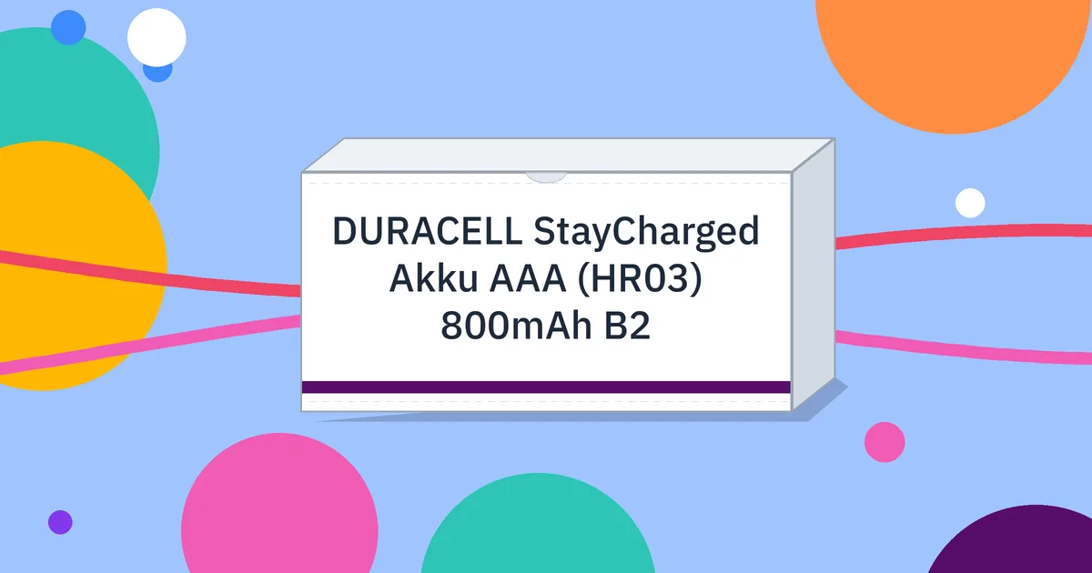 Symbolbild: Packung mit der Aufschrift DURACELL StayCharged Akku AAA (HR03) 800mAh B2 (PZN 07705672) – Verfügbarkeit und Bezug in Apotheken in Frankfurt am Main