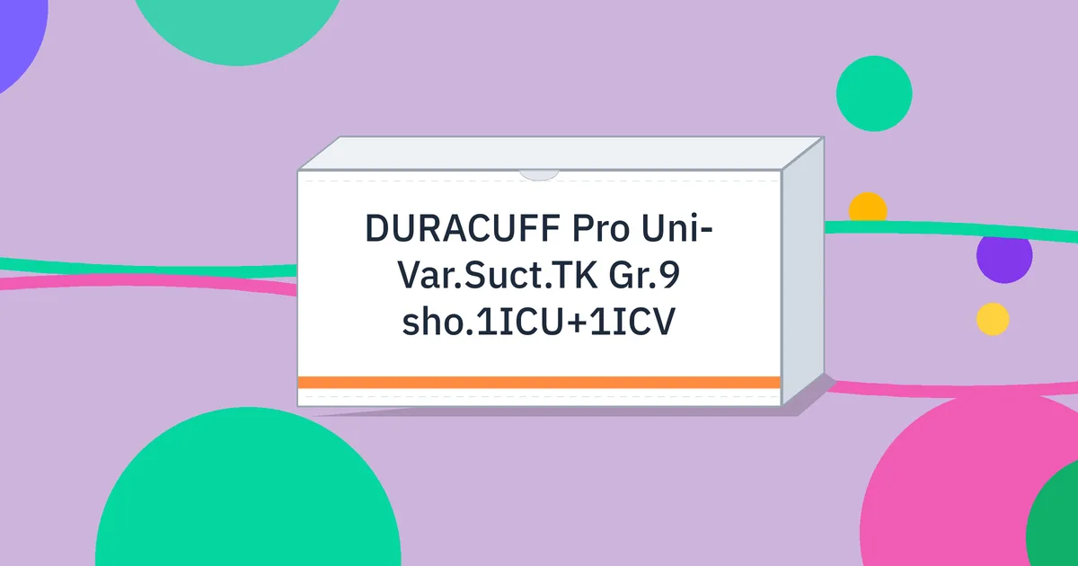 Symbolbild: Packung mit der Aufschrift DURACUFF Pro Uni-Var.Suct.TK Gr.9 sho.1ICU+1ICV (PZN 19244526) – Verfügbarkeit und Bezug in Apotheken in Frankfurt am Main