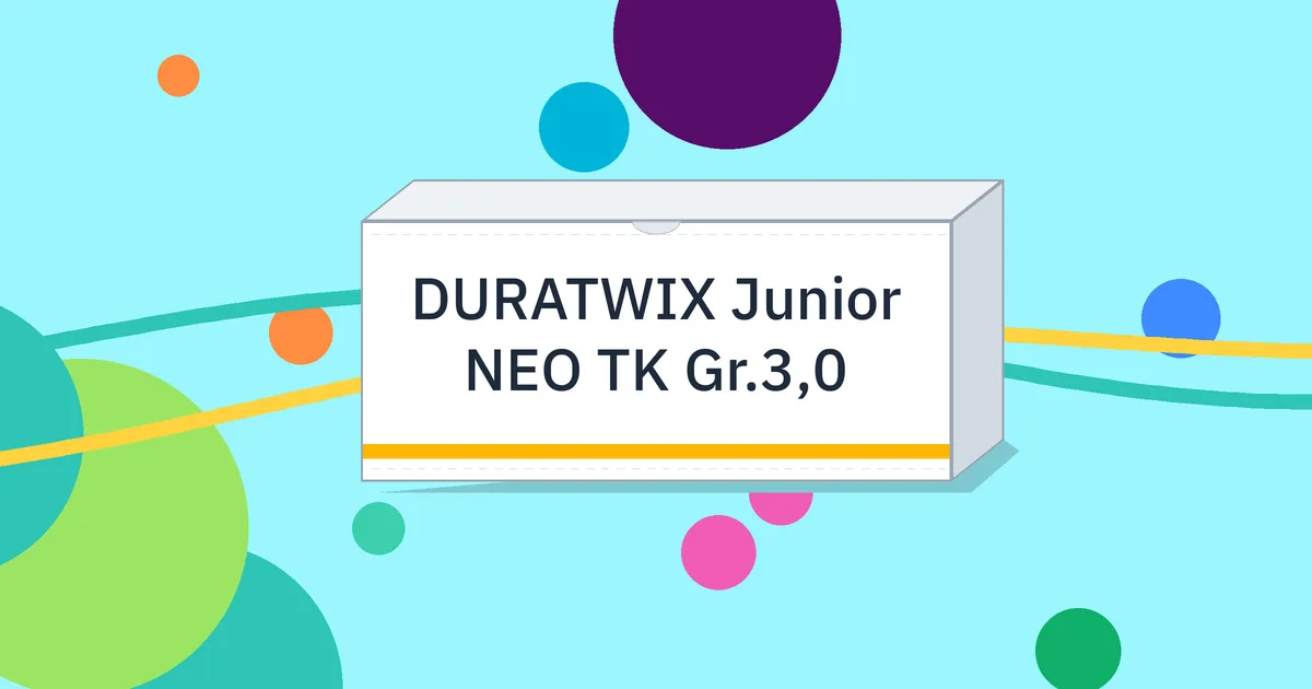 Symbolbild: Packung mit der Aufschrift DURATWIX Junior NEO TK Gr.3,0 (PZN 17156568) – Verfügbarkeit und Bezug in Apotheken in Frankfurt am Main