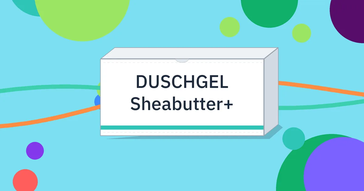Symbolbild: Packung mit der Aufschrift DUSCHGEL Sheabutter+ (PZN 17428191) – Verfügbarkeit und Bezug in Apotheken in Frankfurt am Main