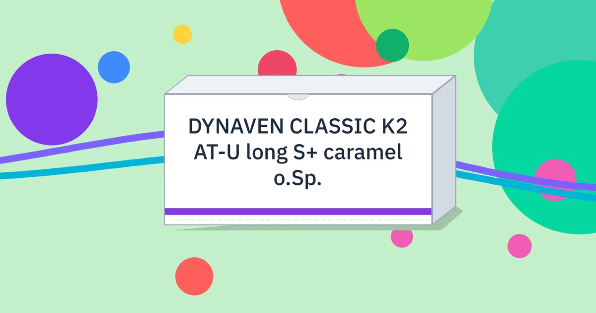 Symbolbild: Packung mit der Aufschrift DYNAVEN CLASSIC K2 AT-U long S+ caramel o.Sp. (PZN 18419685) – Verfügbarkeit und Bezug in Apotheken in Frankfurt am Main