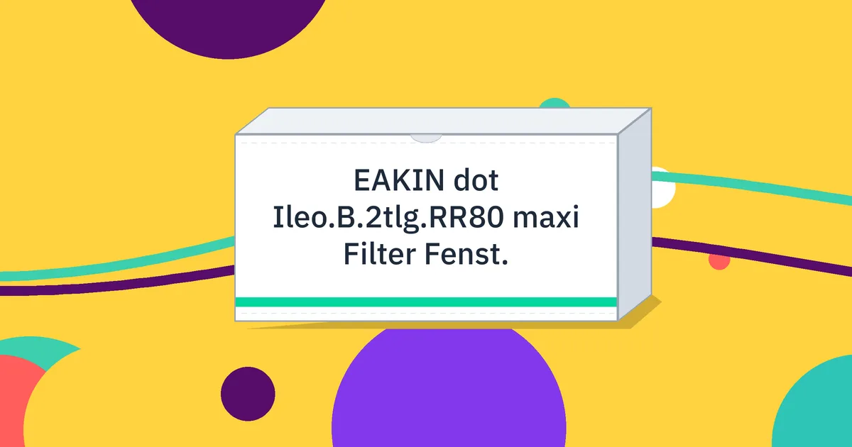 Symbolbild: Packung mit der Aufschrift EAKIN dot Ileo.B.2tlg.RR80 maxi Filter Fenst. (PZN 15529261) – Verfügbarkeit und Bezug in Apotheken in Frankfurt am Main