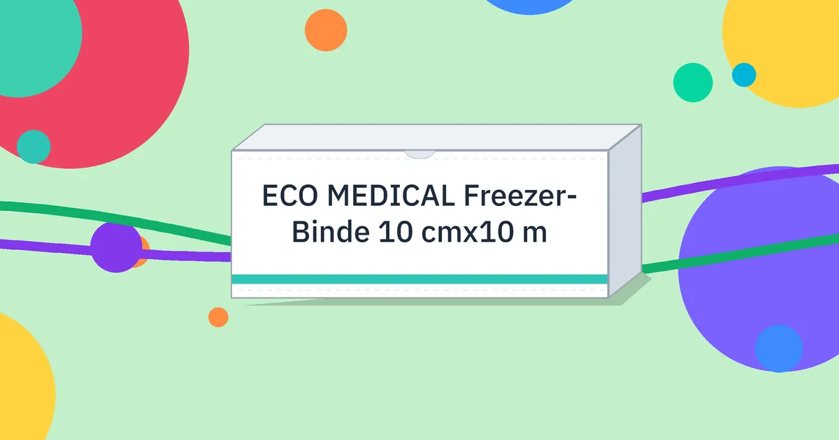 Symbolbild: Packung mit der Aufschrift ECO MEDICAL Freezer-Binde 10 cmx10 m (PZN 00881466) – Verfügbarkeit und Bezug in Apotheken in Frankfurt am Main