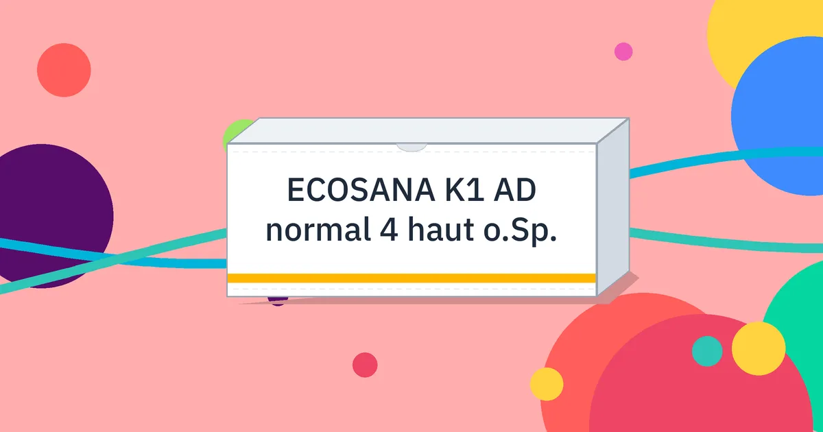 Symbolbild: Packung mit der Aufschrift ECOSANA K1 AD normal 4 haut o.Sp. (PZN 04724901) – Verfügbarkeit und Bezug in Apotheken in Frankfurt am Main