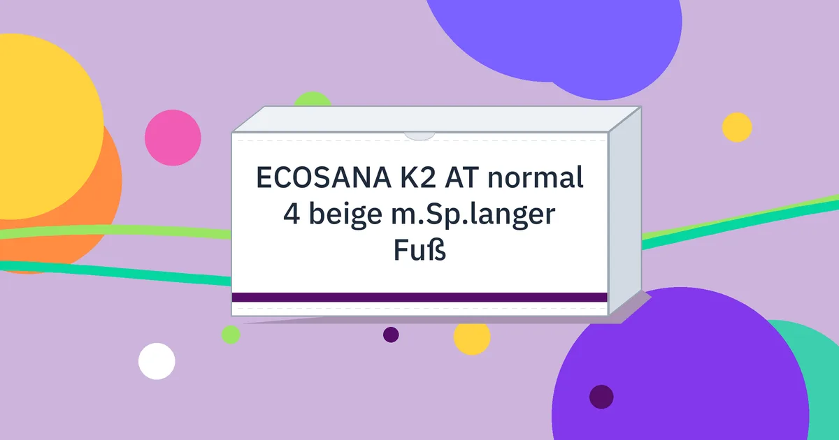 Symbolbild: Packung mit der Aufschrift ECOSANA K2 AT normal 4 beige m.Sp.langer Fuß (PZN 10956225) – Verfügbarkeit und Bezug in Apotheken in Frankfurt am Main
