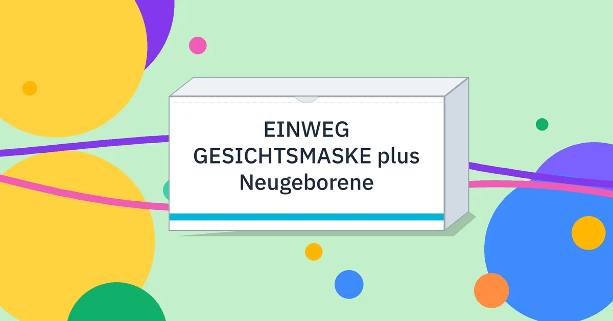 Symbolbild: Packung mit der Aufschrift EINWEG GESICHTSMASKE plus Neugeborene (PZN 00852909) – Verfügbarkeit und Bezug in Apotheken in Frankfurt am Main