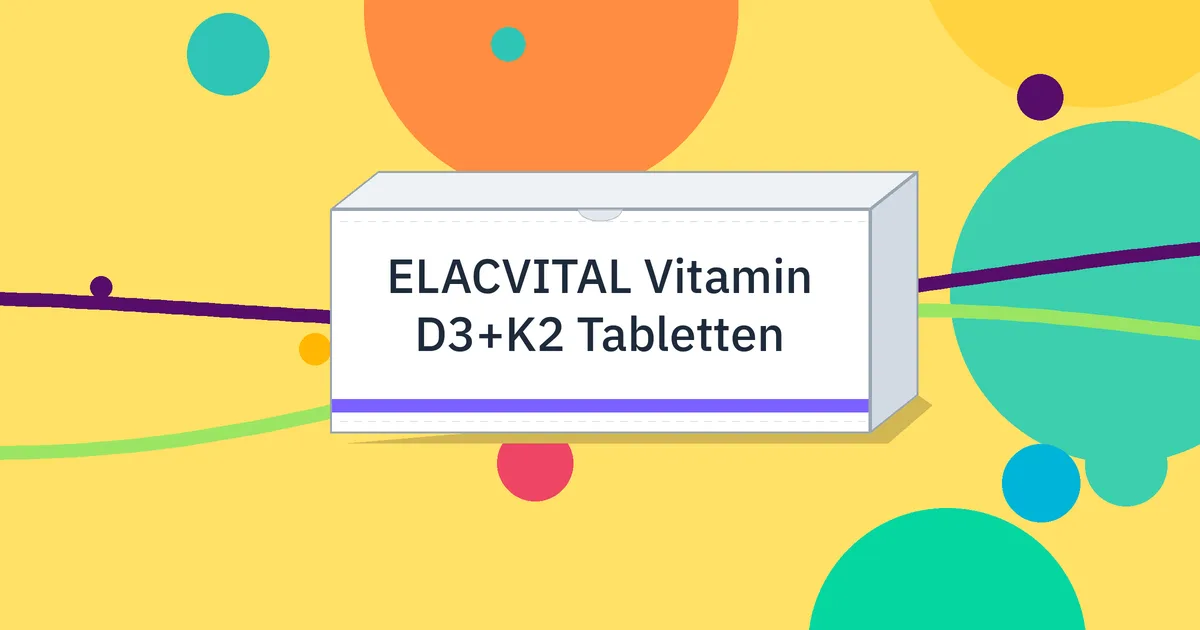 Symbolbild: Packung mit der Aufschrift ELACVITAL Vitamin D3+K2 Tabletten (PZN 19222648) – Verfügbarkeit und Bezug in Apotheken in Frankfurt am Main
