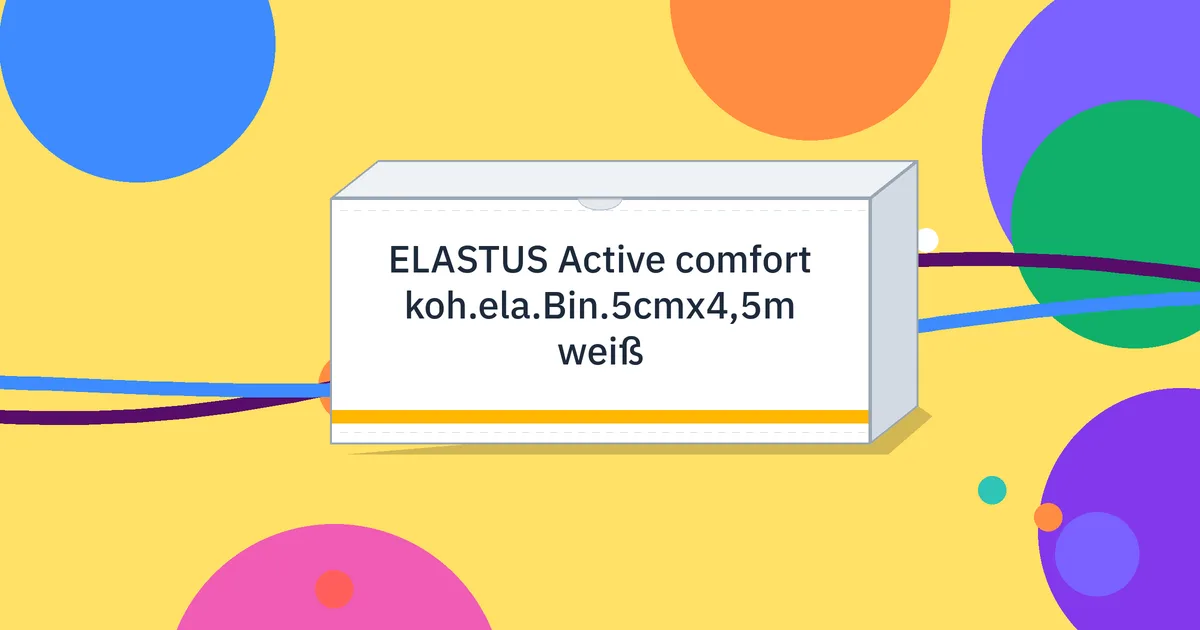 Symbolbild: Packung mit der Aufschrift ELASTUS Active comfort koh.ela.Bin.5cmx4,5m weiß (PZN 18489332) – Verfügbarkeit und Bezug in Apotheken in Frankfurt am Main
