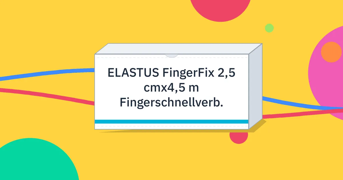 Symbolbild: Packung mit der Aufschrift ELASTUS FingerFix 2,5 cmx4,5 m Fingerschnellverb. (PZN 10001839) – Verfügbarkeit und Bezug in Apotheken in Frankfurt am Main