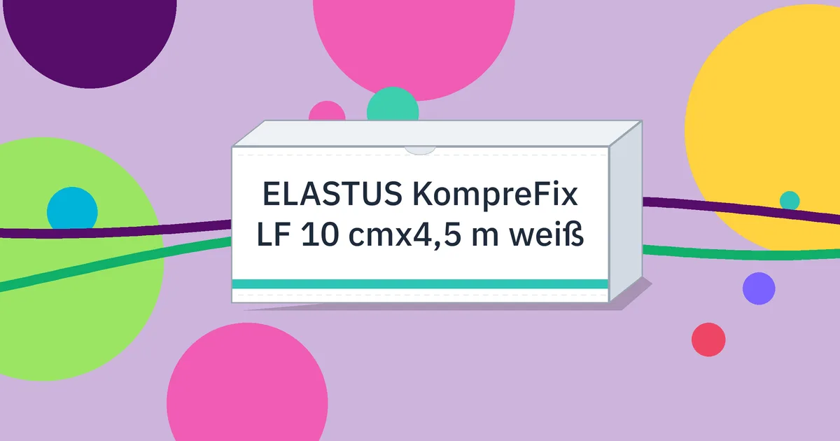 Symbolbild: Packung mit der Aufschrift ELASTUS KompreFix LF 10 cmx4,5 m weiß (PZN 12868991) – Verfügbarkeit und Bezug in Apotheken in Frankfurt am Main