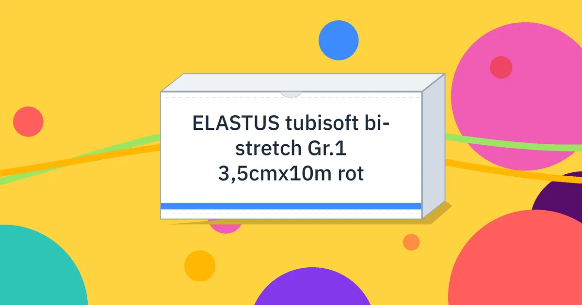 Symbolbild: Packung mit der Aufschrift ELASTUS tubisoft bi-stretch Gr.1 3,5cmx10m rot (PZN 16731562) – Verfügbarkeit und Bezug in Apotheken in Frankfurt am Main
