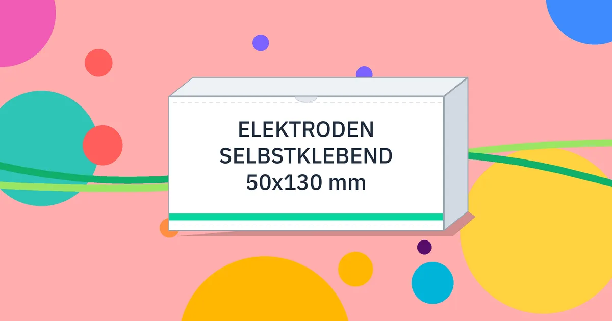 Symbolbild: Packung mit der Aufschrift ELEKTRODEN SELBSTKLEBEND 50x130 mm (PZN 00520001) – Verfügbarkeit und Bezug in Apotheken in Frankfurt am Main