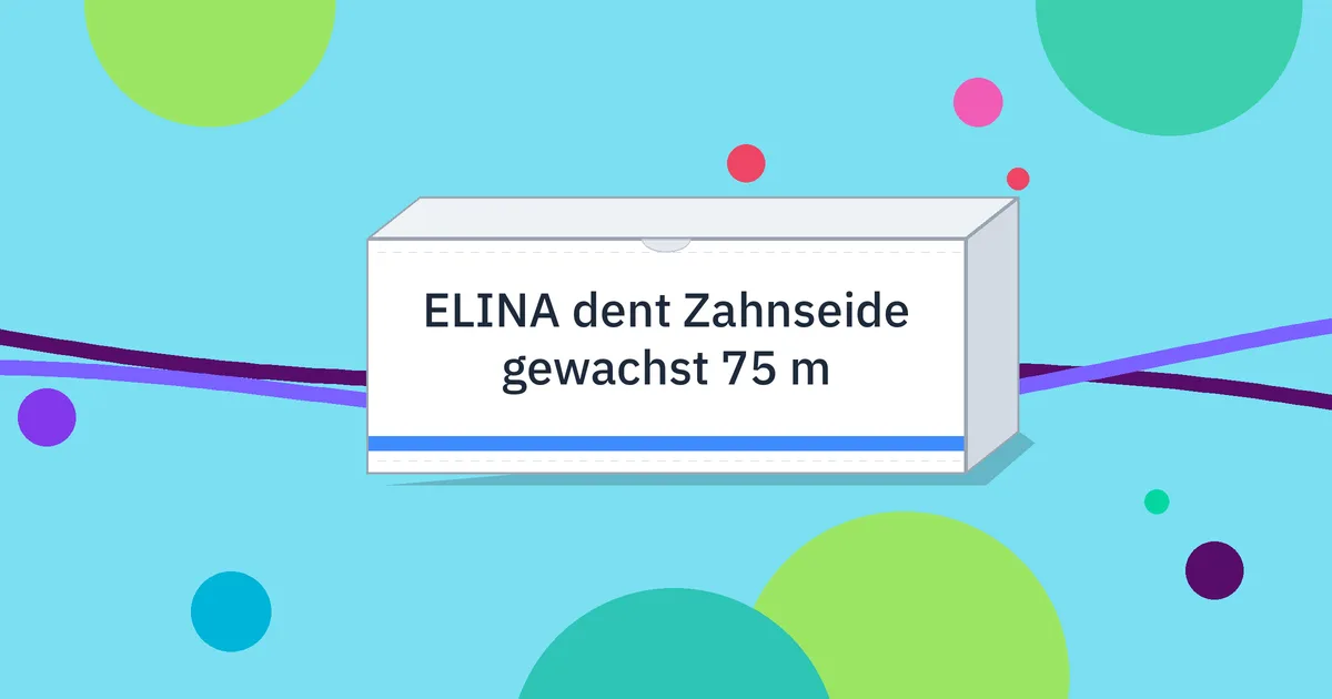 Symbolbild: Packung mit der Aufschrift ELINA dent Zahnseide gewachst 75 m (PZN 17455578) – Verfügbarkeit und Bezug in Apotheken in Frankfurt am Main