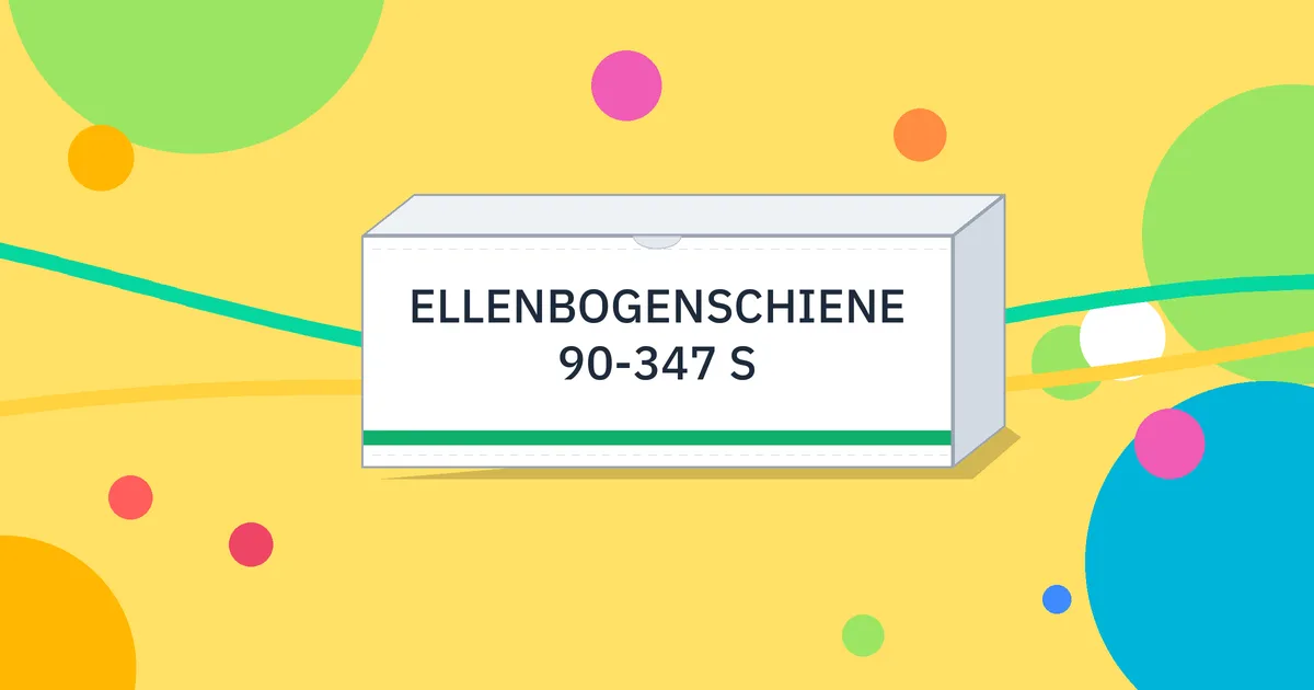 Symbolbild: Packung mit der Aufschrift ELLENBOGENSCHIENE 90-347 S (PZN 07763238) – Verfügbarkeit und Bezug in Apotheken in Frankfurt am Main