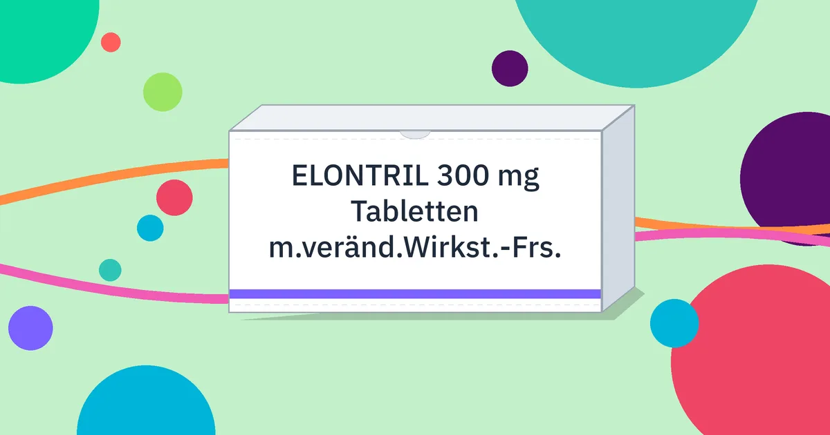 Symbolbild: Packung mit der Aufschrift ELONTRIL 300 mg Tabletten m.veränd.Wirkst.-Frs. (PZN 09063829) – Verfügbarkeit und Bezug in Apotheken in Frankfurt am Main