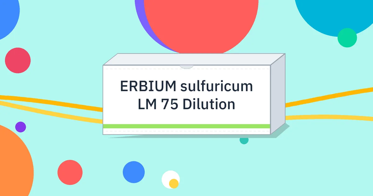 Symbolbild: Packung mit der Aufschrift ERBIUM sulfuricum LM 75 Dilution (PZN 13474142) – Verfügbarkeit und Bezug in Apotheken in Frankfurt am Main
