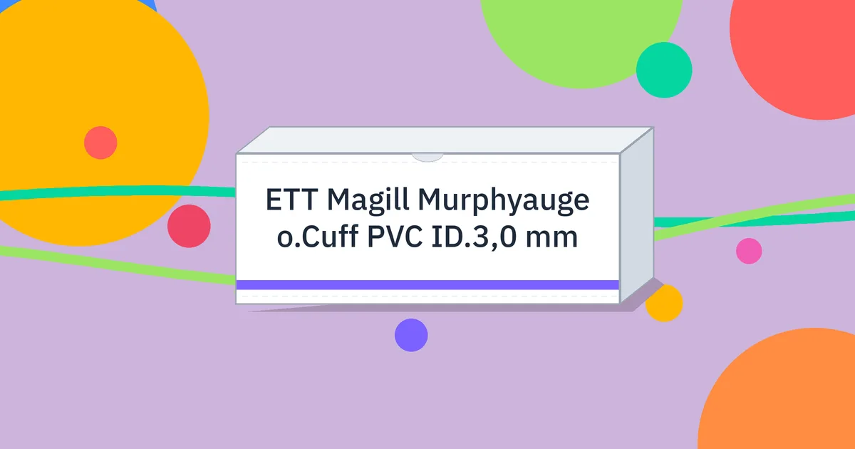 Symbolbild: Packung mit der Aufschrift ETT Magill Murphyauge o.Cuff PVC ID.3,0 mm (PZN 19120534) – Verfügbarkeit und Bezug in Apotheken in Frankfurt am Main