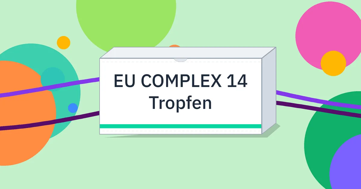 Symbolbild: Packung mit der Aufschrift EU COMPLEX 14 Tropfen (PZN 16785026) – Verfügbarkeit und Bezug in Apotheken in Frankfurt am Main
