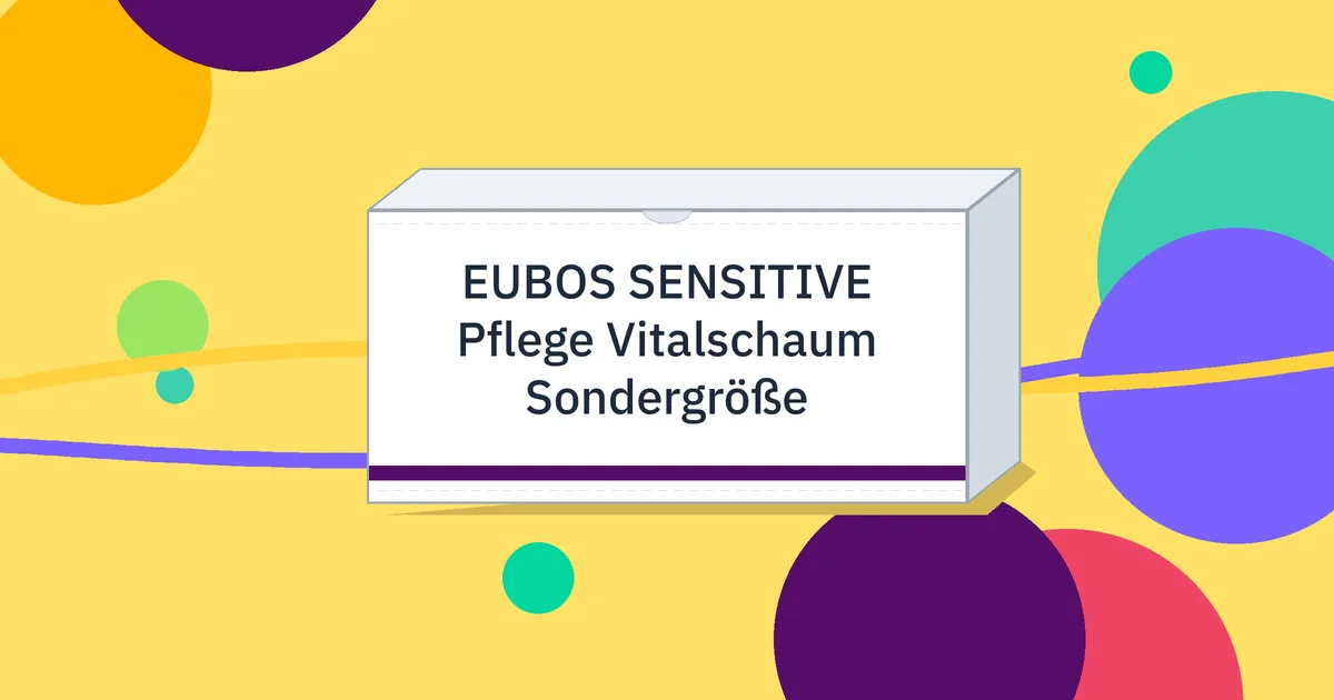 Symbolbild: Packung mit der Aufschrift EUBOS SENSITIVE Pflege Vitalschaum Sondergröße (PZN 19429438) – Verfügbarkeit und Bezug in Apotheken in Frankfurt am Main