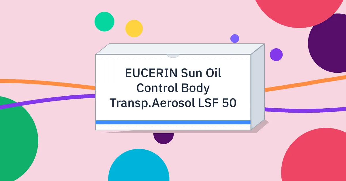 Symbolbild: Packung mit der Aufschrift EUCERIN Sun Oil Control Body Transp.Aerosol LSF 50 (PZN 18110232) – Verfügbarkeit und Bezug in Apotheken in Frankfurt am Main