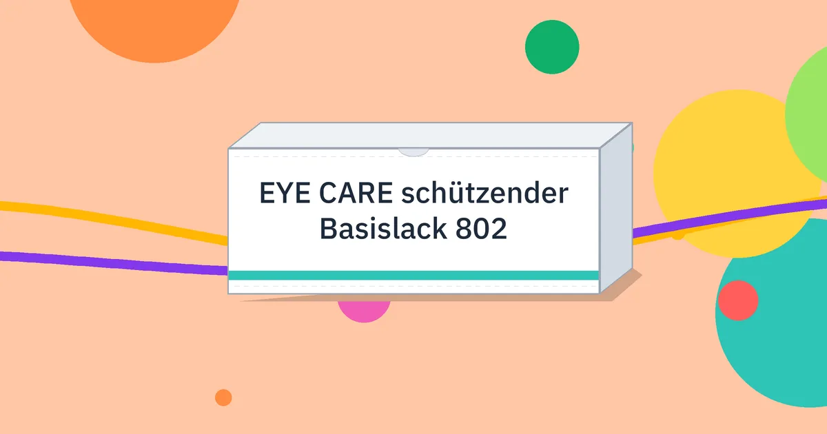 Symbolbild: Packung mit der Aufschrift EYE CARE schützender Basislack 802 (PZN 14198916) – Verfügbarkeit und Bezug in Apotheken in Frankfurt am Main