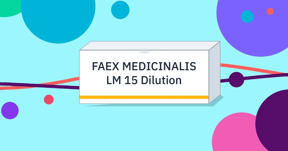 Symbolbild: Packung mit der Aufschrift FAEX MEDICINALIS LM 15 Dilution (PZN 13486062) – Verfügbarkeit und Bezug in Apotheken in Frankfurt am Main