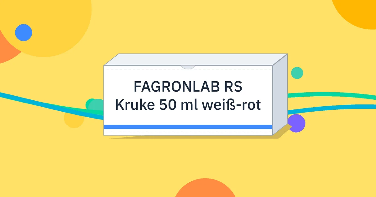 Symbolbild: Packung mit der Aufschrift FAGRONLAB RS Kruke 50 ml weiß-rot (PZN 20362231) – Verfügbarkeit und Bezug in Apotheken in Frankfurt am Main
