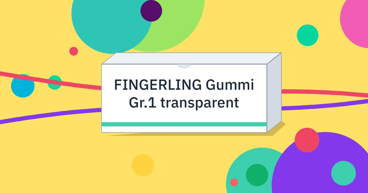 Symbolbild: Packung mit der Aufschrift FINGERLING Gummi Gr.1 transparent (PZN 01726868) – Verfügbarkeit und Bezug in Apotheken in Frankfurt am Main