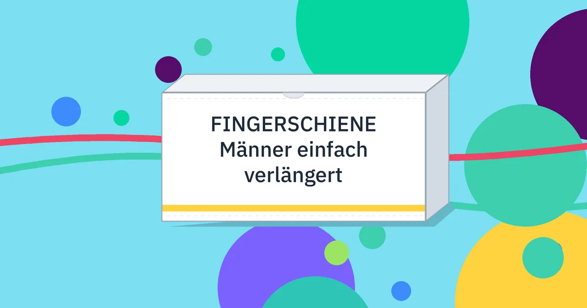 Symbolbild: Packung mit der Aufschrift FINGERSCHIENE Männer einfach verlängert (PZN 20187549) – Verfügbarkeit und Bezug in Apotheken in Frankfurt am Main