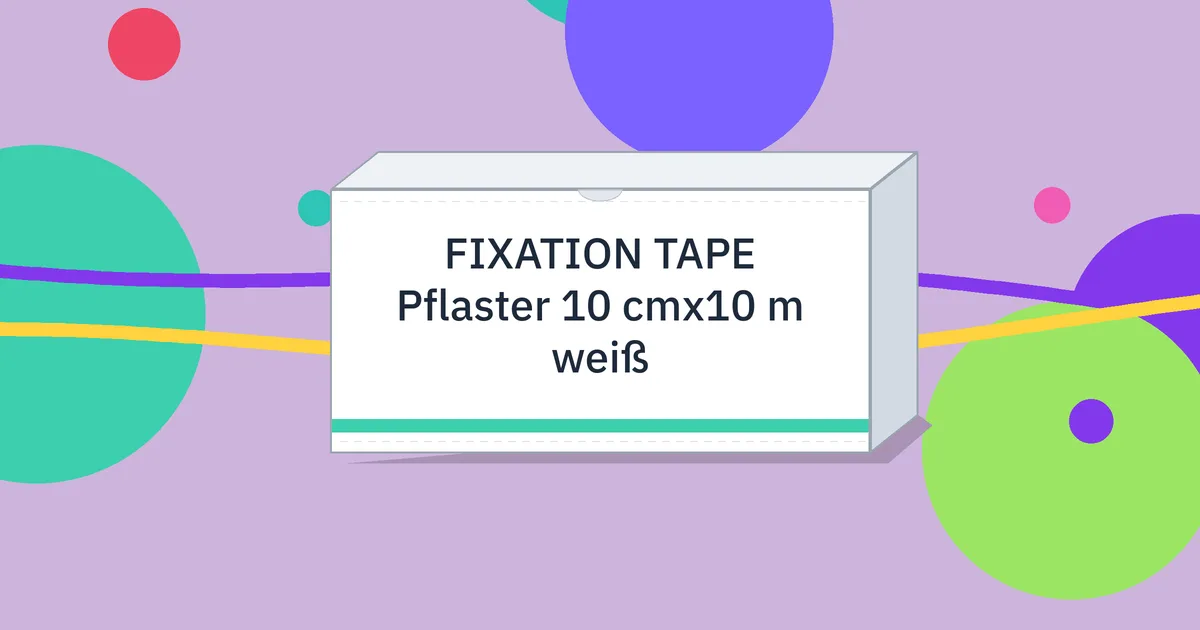 Symbolbild: Packung mit der Aufschrift FIXATION TAPE Pflaster 10 cmx10 m weiß (PZN 17559154) – Verfügbarkeit und Bezug in Apotheken in Frankfurt am Main