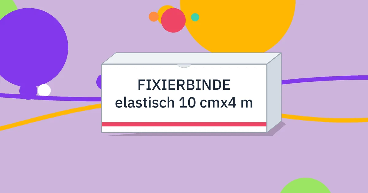 Symbolbild: Packung mit der Aufschrift FIXIERBINDE elastisch 10 cmx4 m (PZN 00056101) – Verfügbarkeit und Bezug in Apotheken in Frankfurt am Main