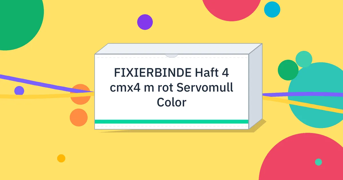 Symbolbild: Packung mit der Aufschrift FIXIERBINDE Haft 4 cmx4 m rot Servomull Color (PZN 12671538) – Verfügbarkeit und Bezug in Apotheken in Frankfurt am Main