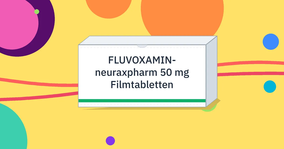 Symbolbild: Packung mit der Aufschrift FLUVOXAMIN-neuraxpharm 50 mg Filmtabletten (PZN 08926062) – Verfügbarkeit und Bezug in Apotheken in Frankfurt am Main