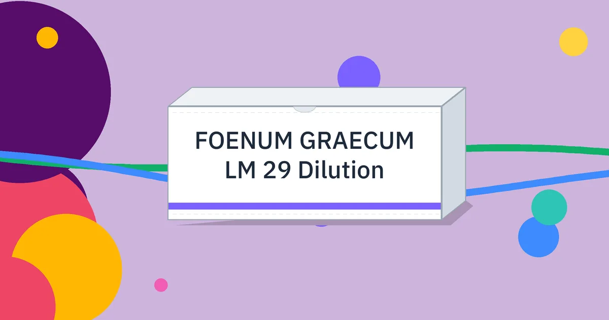 Symbolbild: Packung mit der Aufschrift FOENUM GRAECUM LM 29 Dilution (PZN 13490388) – Verfügbarkeit und Bezug in Apotheken in Frankfurt am Main