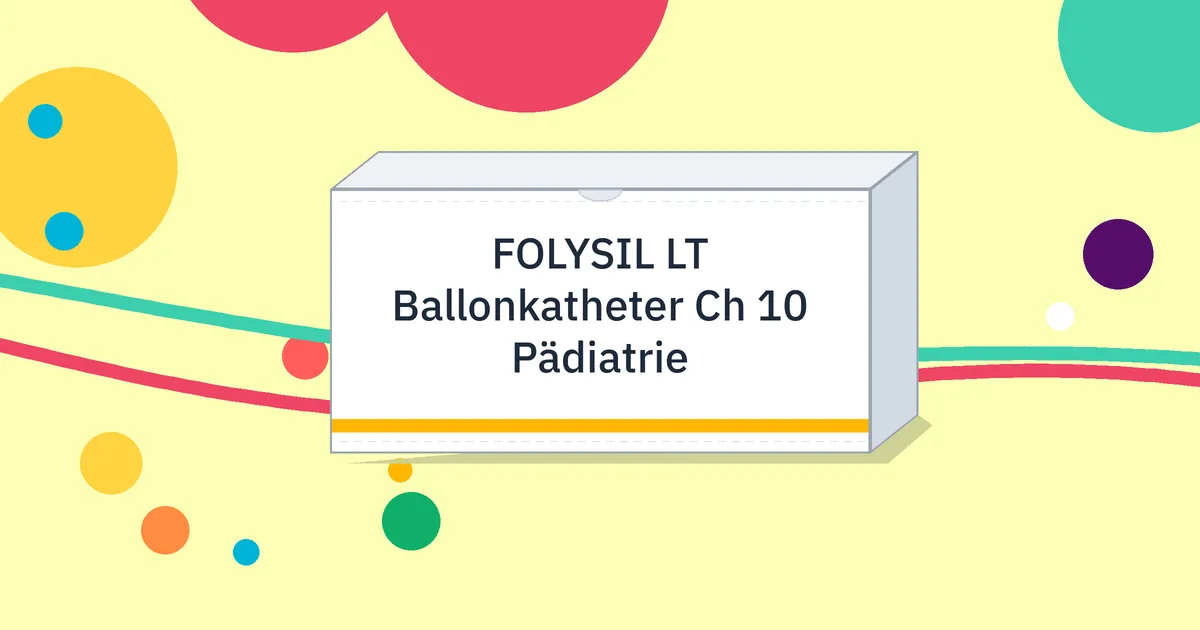 Symbolbild: Packung mit der Aufschrift FOLYSIL LT Ballonkatheter Ch 10 Pädiatrie (PZN 16513888) – Verfügbarkeit und Bezug in Apotheken in Frankfurt am Main