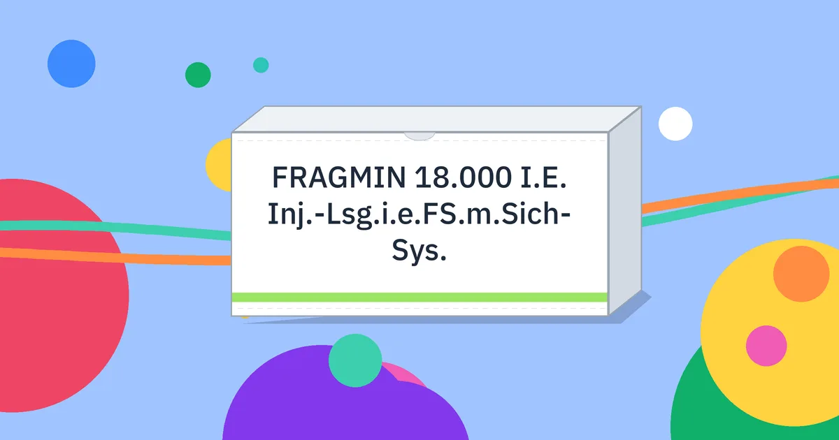 Symbolbild: Packung mit der Aufschrift FRAGMIN 18.000 I.E. Inj.-Lsg.i.e.FS.m.Sich-Sys. (PZN 09198021) – Verfügbarkeit und Bezug in Apotheken in Frankfurt am Main
