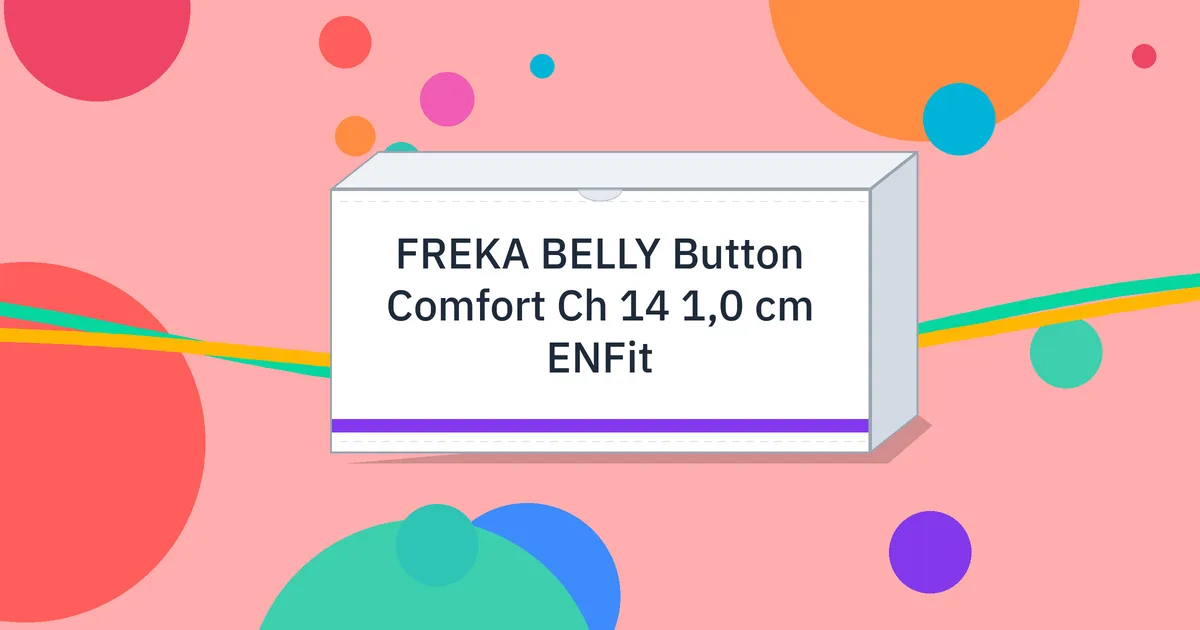 Symbolbild: Packung mit der Aufschrift FREKA BELLY Button Comfort Ch 14 1,0 cm ENFit (PZN 11481563) – Verfügbarkeit und Bezug in Apotheken in Frankfurt am Main