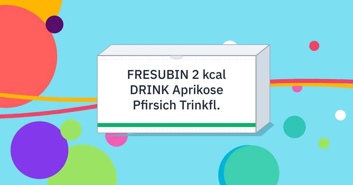 Symbolbild: Packung mit der Aufschrift FRESUBIN 2 kcal DRINK Aprikose Pfirsich Trinkfl. (PZN 20191858) – Verfügbarkeit und Bezug in Apotheken in Frankfurt am Main
