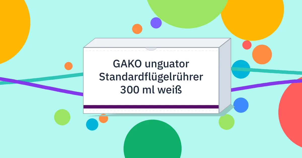 Symbolbild: Packung mit der Aufschrift GAKO unguator Standardflügelrührer 300 ml weiß (PZN 11603753) – Verfügbarkeit und Bezug in Apotheken in Frankfurt am Main