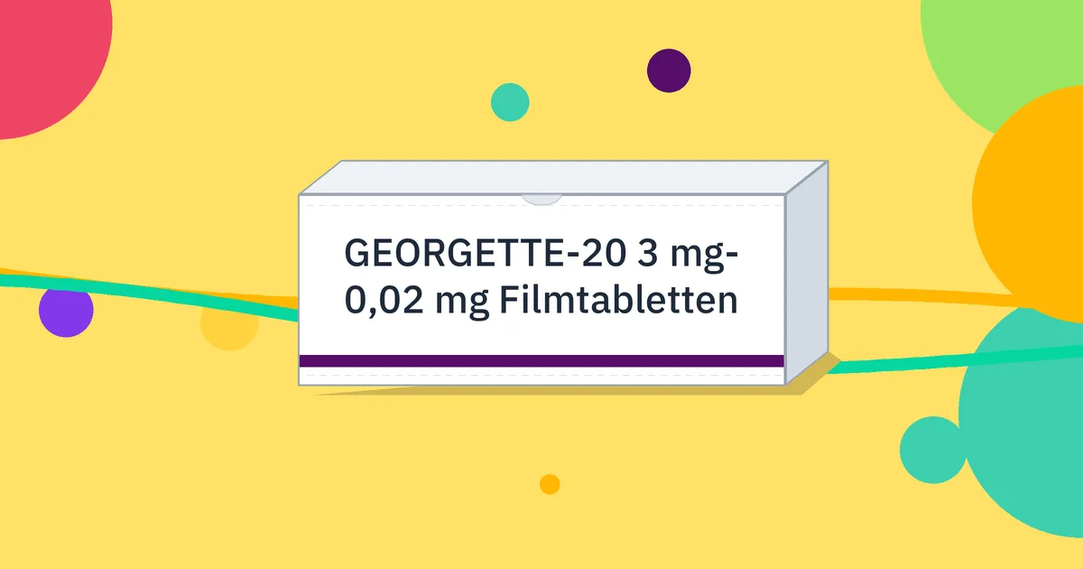 Symbolbild: Packung mit der Aufschrift GEORGETTE-20 3 mg-0,02 mg Filmtabletten (PZN 11236361) – Verfügbarkeit und Bezug in Apotheken in Frankfurt am Main